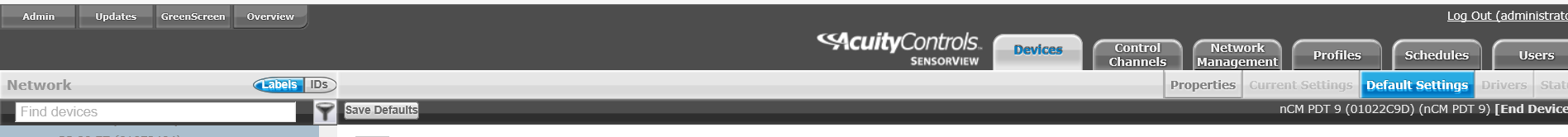 How to change the low/high trim settings in SensorView
