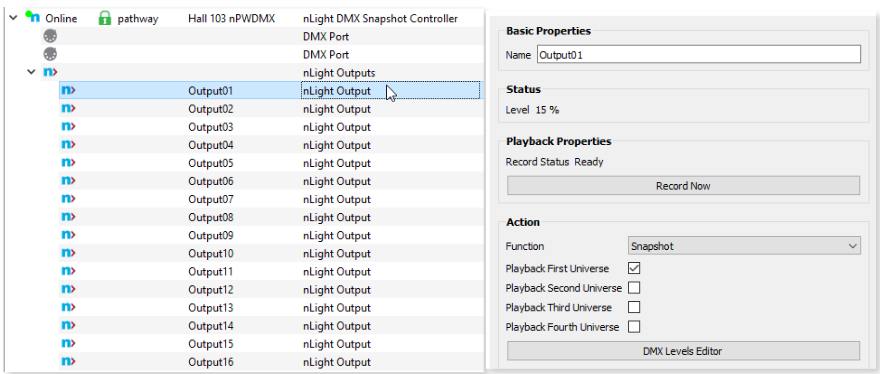 nPWDMX Snapshot Scene On/Off/Dimming Control with an nPODMA 2S/4S DX Switch