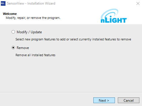 SensorView Uninstall Process