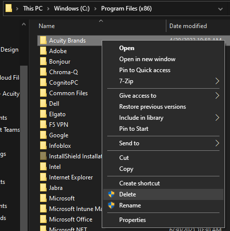 SensorView Uninstall Process
