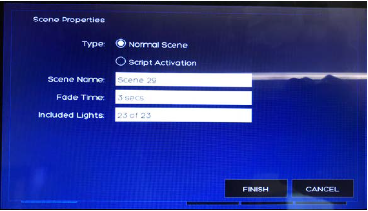 How do I create a scene on the Fresco Controller?
