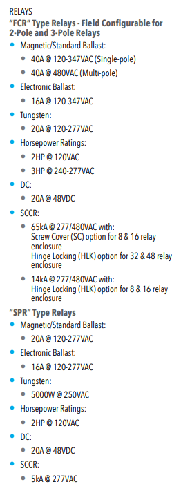 What is the difference between the FCR VS the SPR Relay in the ARP panel
