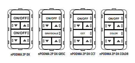 nPODMA 2P DX vs nPODMA 2P DX CCT/COLOR/GRSC: Buttons, Components, and Firmware